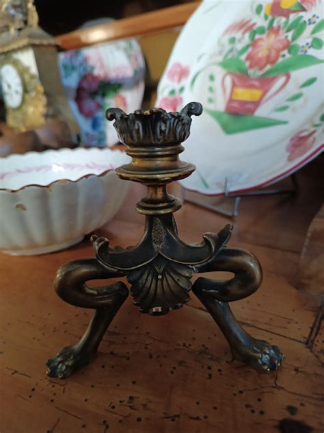 Bougeoir en Bronze Brocante Antiquités Objets Déco
