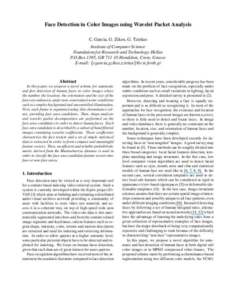 Pdf Face Detection In Color Images Using Wavelet Packet Analysis