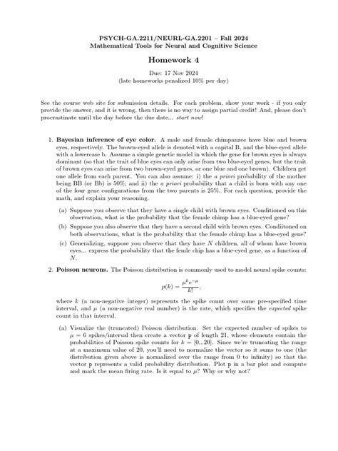 Math Tools Nyu Hw4 Problem Set Pdf Poisson Distribution Teaching