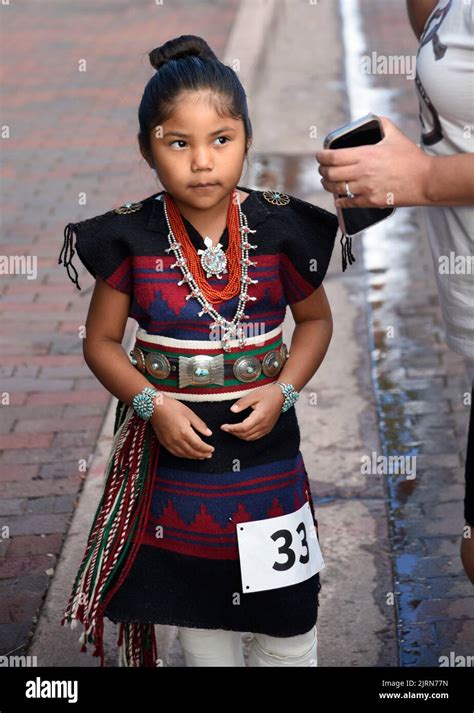 A Young Native American Girl Navajo Waits Her Turn To Compete In The