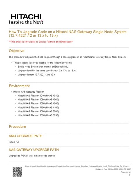 How To Upgrade Code On A Hitachi Nas Gateway Single Node System 127