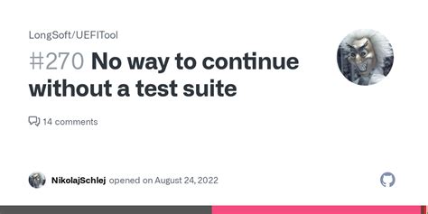 No Way To Continue Without A Test Suite · Issue 270 · Longsoftuefitool · Github
