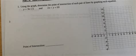solved part a 1 using the graph determine the point of intersection