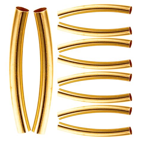 Showeroro 100pcs Curved Noodle Tube Metal Beads For Diy Jewelry Making