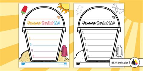 Printable Summer Bucket List Template Twinkl Usa Twinkl