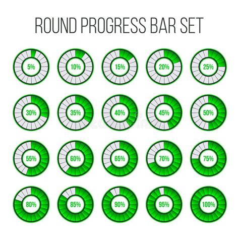 Vector Illustration Of Round Progress Bar Circle Indicators Status