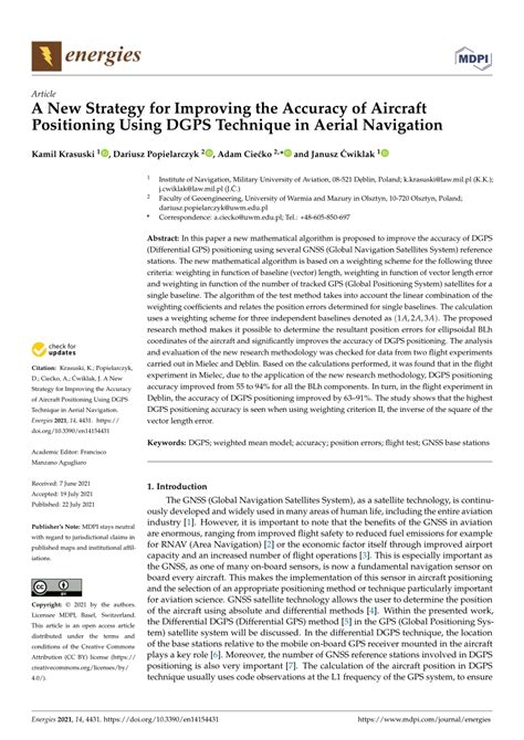 Pdf A New Strategy For Improving The Accuracy Of Aircraft Positioning Using Dgps Technique In