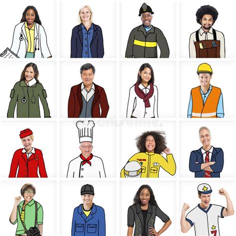 Portraits Of Diverse People With Different Jobs Stock Image Image Of