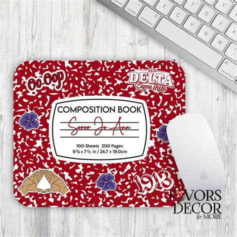 Personalized Composition Stickers Delta Sigma Theta Sorority Mouse Pad
