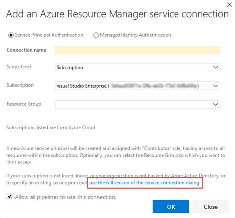 I Get Authorization Failed Error When Creating Azure Resource Manager Service Connection