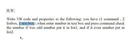 solved h w write vb code and properties to the following