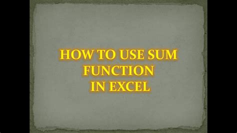 How To Use Sum Function In Excel Excel Me Addition Kaise Kare Youtube