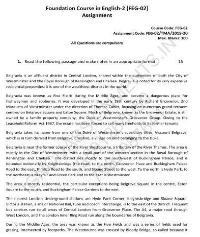 IGNOU FEG 02 SOLVED ASSIGNMENT 2019 20 ENGLISH MEDIUM IGNOU Solved Assignment 2024 25 Download PDF