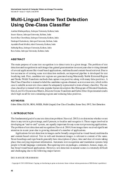 Pdf Multi Lingual Scene Text Detection Using One Class Classifier