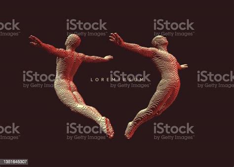 리더십 자유 또는 개발 개념 다시 점프 하는 Ouple 아이콘 건강 및 피트니스 커뮤니티를 위한 체조 활동 복셀 아트3d 벡터 일러스트레이션 체조에 대한 스톡 벡터 아트 및