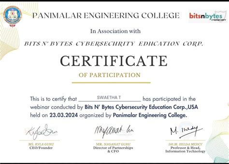 Swaetha Thirumalai On Linkedin Cybersecurity Webinar Certification Bitsandbytes