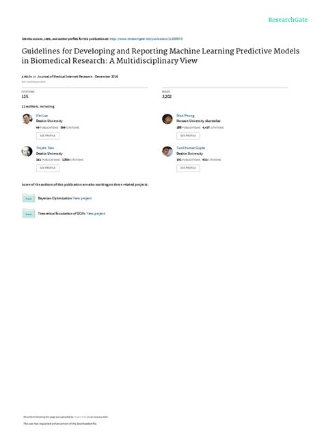 Guidelines For Developing And Reporting Machine Learning Predictive Models In Biomedical