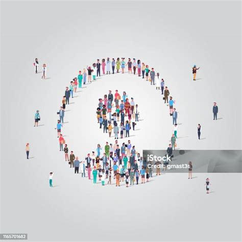 사용자 아바타 모양 소셜 미디어 통신 프로필 개념에 모여 있는 사람들 군중 다른 직업 직원 그룹 전체 길이 서 개념에 대한 스톡