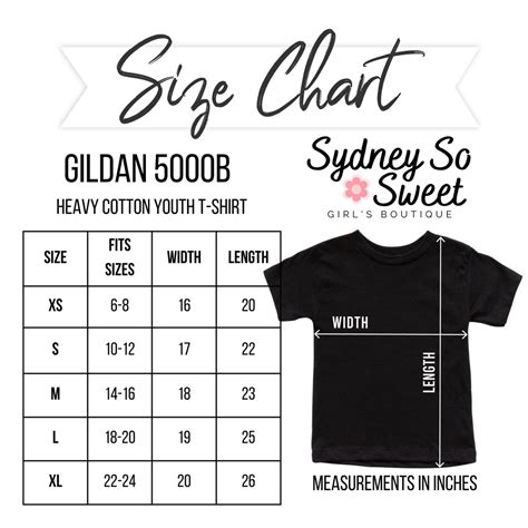 Gildan 5000b Heavy Cotton Youth T Shirt Size Chart Sydney So Sweet
