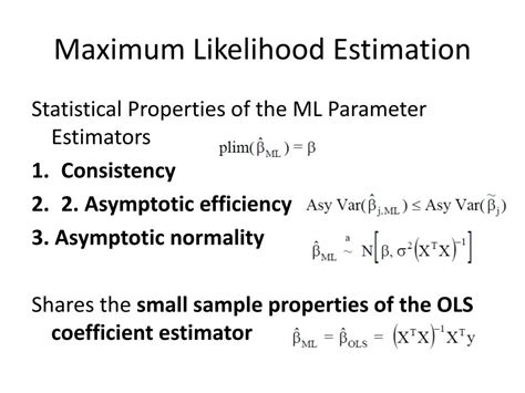 ppt applied econometrics maximum likelihood estimation and discrete