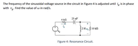 Solved The Frequency Of The Sinusoidal Voltage Source In The Chegg