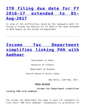 Fillable Online ITR Filing Due Date For FY Fax Email Print PdfFiller