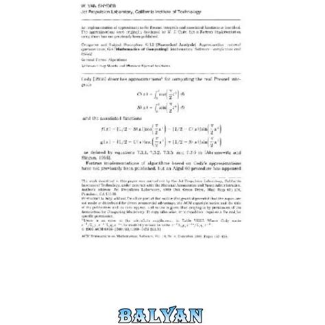 خرید و قیمت دانلود کتاب Algorithm 723 Fresnel Integrals ترب