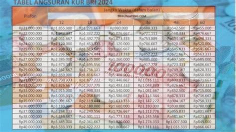 Tabel Cicilan Di Kur Bri 2024 Terlengkap Rp1 100 Juta Cicilan Mulai Rp21 667 Bulan Selama 5