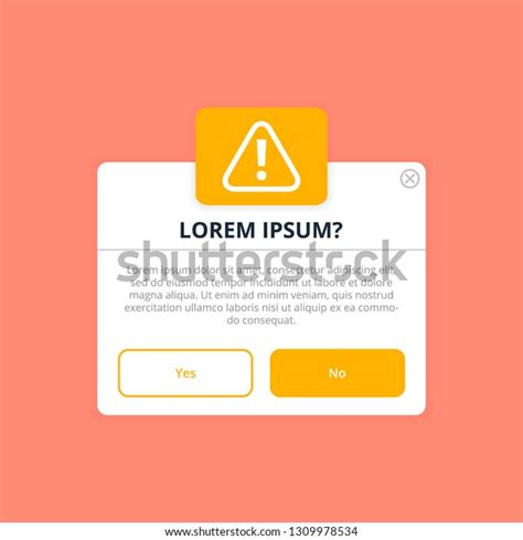 Warning Modal Card Ui Design Template Stock Vector Royalty Free 1309978534 Shutterstock