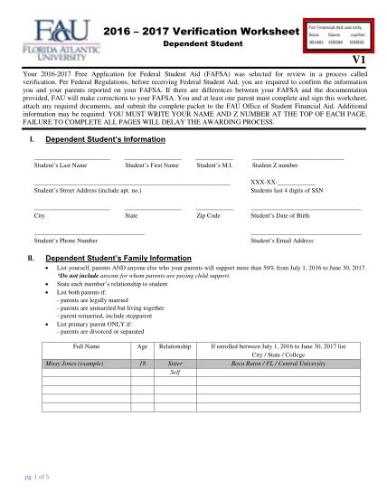 21 Fafsa 2017 Free To Edit Download And Print Cocodoc Worksheets Library