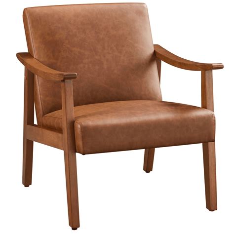 Alden Design Mid Century Modern Accent Chair With Wooden Frame Light