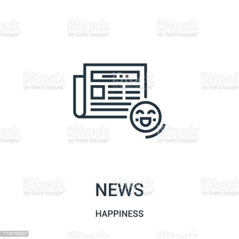 행복 컬렉션에서 뉴스 아이콘 벡터입니다 얇은 라인 뉴스 개요 아이콘 벡터 일러스트 레이 션 웹 및 모바일 앱 로고 인쇄 미디어에 사용할 선형 기호입니다 기사 출판에 대한