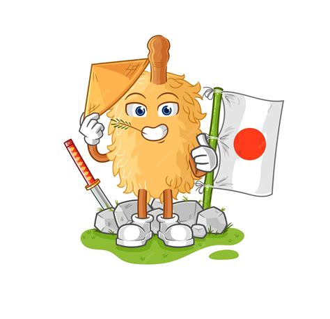 Premium Vector Feather Duster Japanese Vector Cartoon Character