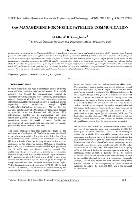 Pdf Qos Management For Mobile Satellite Communication