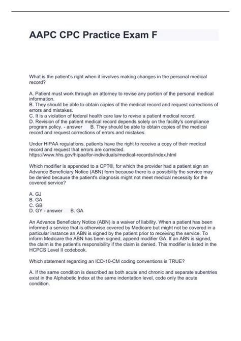 AAPC CPC Practice Exam F Questions With Correct Answers AAPC CPC Stuvia US
