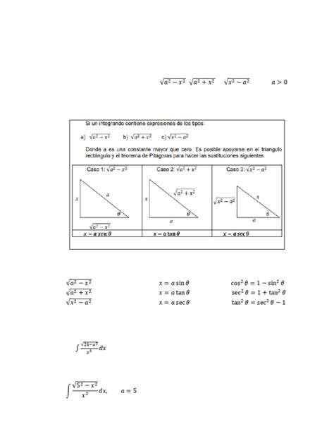 Integracion Por Sustitución Trigonométrica Pdf Integral Conceptos Matemáticos