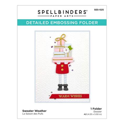 Spellbinders 毛衣天氣浮雕版 Sweater Weather Embossing Folder 蝦皮購物