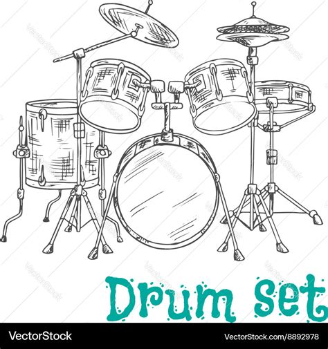 Five Piece Drum Kit Sketch Icon Royalty Free Vector Image