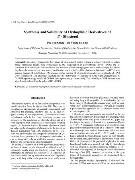 Pdf Synthesis And Solubility Of Hydrophilic Derivatives Of Cheric