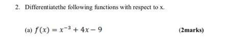 solved 2 differentiatethe following functions with respect