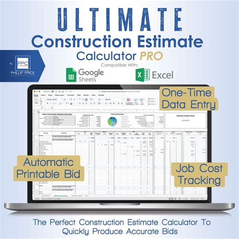 Construction Estimating Spreadsheet Template Etsy