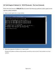 Chapter NetLab Docx CST Chapter NetLab TCP IP Protocols The Core Protocols