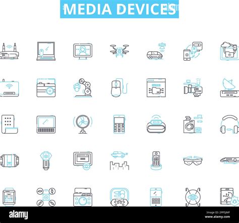 Media Devices Linear Icons Set Tablet Laptop Smartph Television Camera Smartwatch Gaming