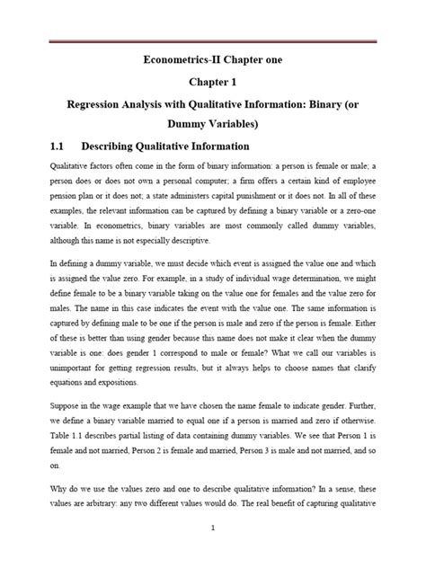Econometrics Ii Ch1 Pdf