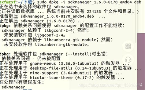 Dpkg 依赖关系问题使得 Sdkmanager 的配置工作不能继续： Sdkmanager 依赖于 Libgconf 2 4；然而： 未