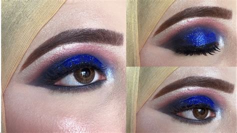 Navy Blue Smokey Eye Makeup Glitter Smokey Eye Look Blue Eyes