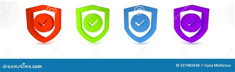 Colorful Shield With Check Mark Icon Isolated On White Background Protection Symbol Security