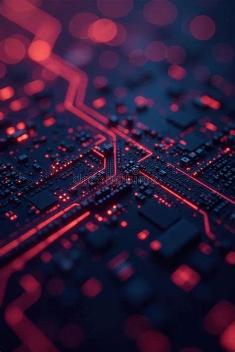 Glowing Circuit Board Texture Abstract Digital Nodes Data Wire Connection Stock