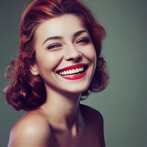 Premium Ai Image Elegant Red Haired Woman Smiling