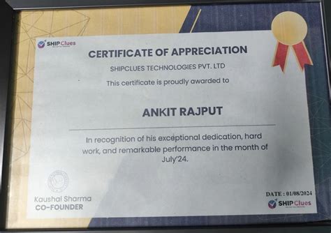 Ankit Rajput On Linkedin I Am Truly Humbled And Honored To Have Received This Performance Award